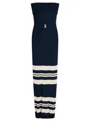 Zimmermann Strapless Striped Knitted Maxi Dress - Navy