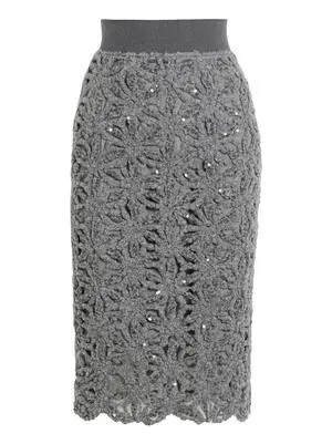 BRUNELLO CUCINELLI Sequin-Embellished Wool-Blend Skirt
