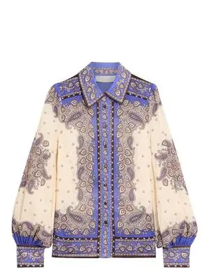 Zimmermann Paisley-print Ramie Shirt - Purple