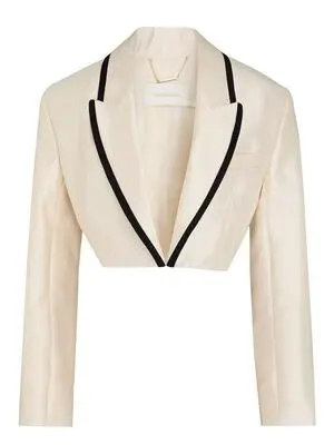 Zimmermann Cropped Wool And Silk-blend Gabardine Jacket - Cream