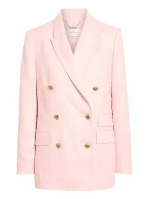 Zimmermann Double-breasted Linen Blazer - Pastel Pink