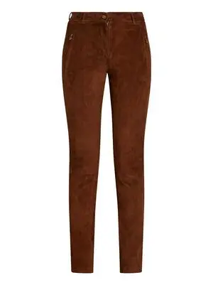 Loro Piana Slim-leg Suede Pants - Brown