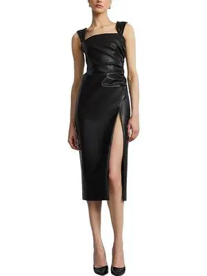 BCBGMAXAZRIA Leather Dress With Slit