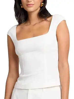 Onia Linen-tencel Peplum Top - White