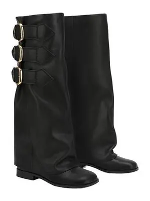 NAKED WOLFE Anchor Buckled Leather Boots - Black