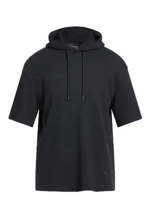 Emporio Armani Ribbed-knit Hoodie - Black