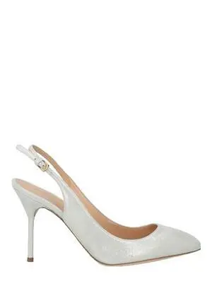 SERGIO ROSSI Slingback Leather Pumps - Silver