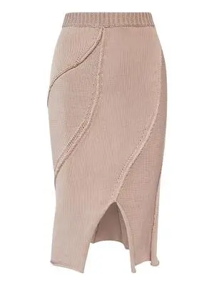AISLING CAMPS Diagonal Knit Slit Skirt Grey