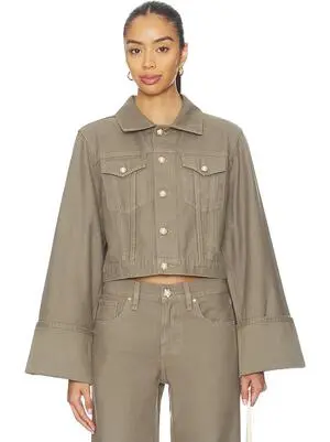 Hudson Jeans Cuffed Cropped Jacket - Washed Olive