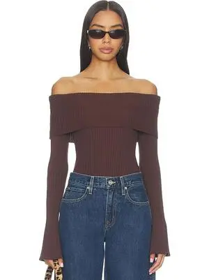 MORE TO COME Candace Off Shoulder Sweater - Brown