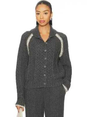 Guest In Residence Marlowe Cable Cardigan - Charcoal
