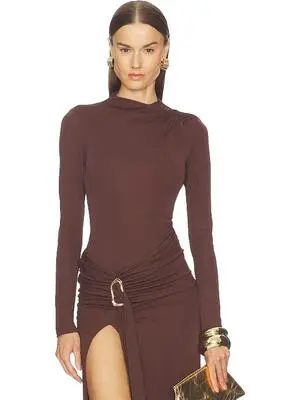 CAMILA COELHO Nia Bodysuit - Chocolate Brown
