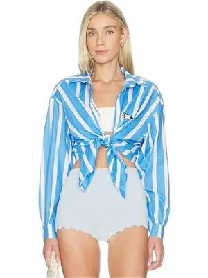 NAU BIKINIS Striped Tunic - Ocean & White
