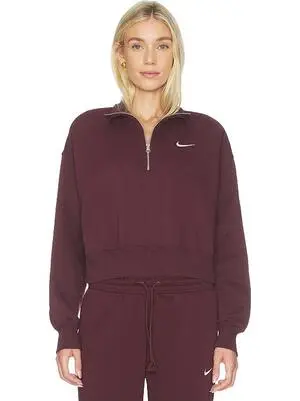 Nike 2 Zip Cropped Sweatshirt - Burgundy Crush & Sail