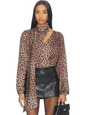 WeWoreWhat Wrap Neck Tie Top - Leopard