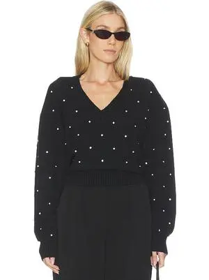Ronny Kobo Corin Crystal Knit V-neck - Black