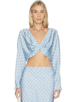 Posse Tillie Long Sleeve Top - Blue Polka Dot