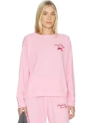 THE MAYFAIR GROUP Somebody Love You Waffle Crewneck Sweatshirt - Pink