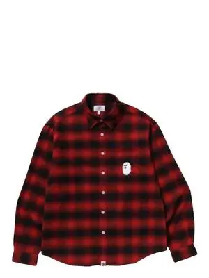 A BATHING APE Block Check Relaxed Fit Shirt - Red