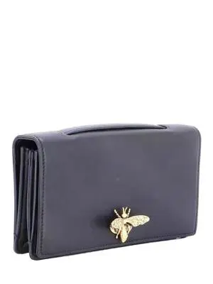 Dior Bee Leather Clutch - Black