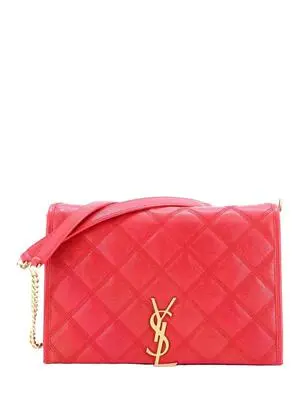 Saint Laurent Becky Quilted Leather Mini Shoulder Bag - Red