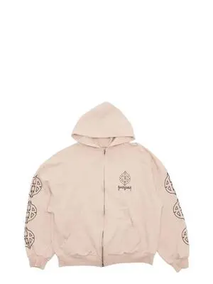 Balenciaga Metal Bb Stencil Zip Up Hoodie - Beige