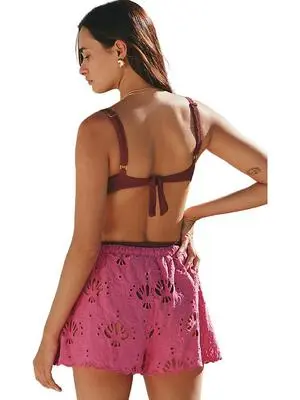 Farm Rio Shell Embroidered Shorts - Pink