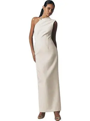 Bhldn One-shoulder Asymmetric Sleeveless Maxi Dress - White Dahlia