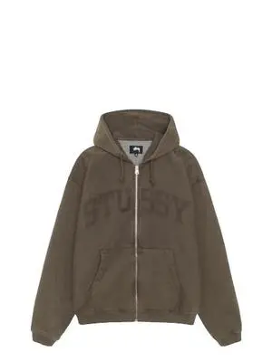 StÜssy Zip Faded Graphic Hoodie - Olive