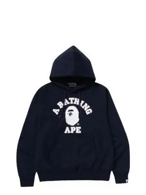 A BATHING APE Classic College Pullover Hoodie - Navy Blue