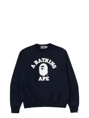 A BATHING APE Classic College Crewneck Sweatshirt - Navy Blue