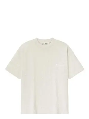 Fear Of God Essentials Embroidered Classic Short Sleeve Tee Shirt - Oatmeal Heather