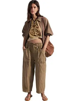 Free People Costa Straight Harem Pants - Tannin