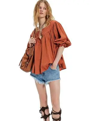 Free People Malibu Crinkle Top - Autumnal