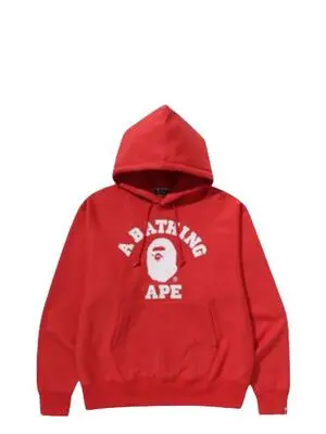 A BATHING APE Classic College Pullover Hoodie - Red