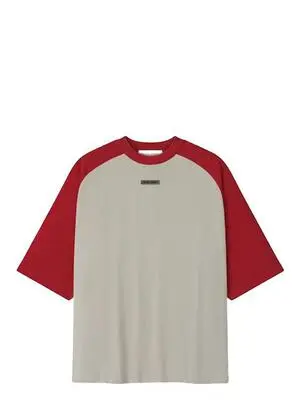 Fear Of God Essentials Baseball Tee Shirt - Smoke Grey/crimson