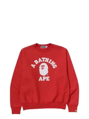 A BATHING APE Classic College Crewneck Sweatshirt - Red