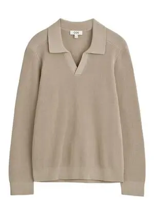 Cos Cotton Polo Sweater Beige