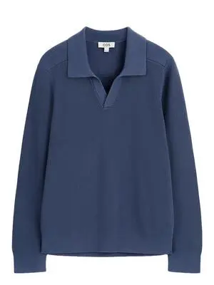 Cos Cotton Polo Sweater Navy