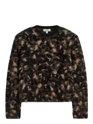 Cos Animal Jacquard Merino Wool Sweater - Black