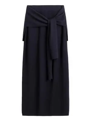 Cos Tie-waist Merino Wool Midi Skirt - Navy