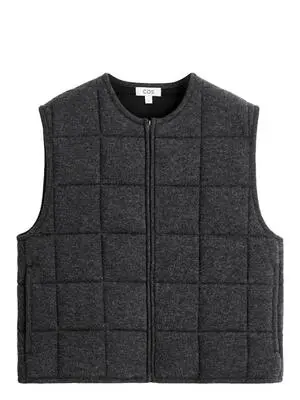 Cos Padded Quilted Knit Merino Wool Vest - Gray