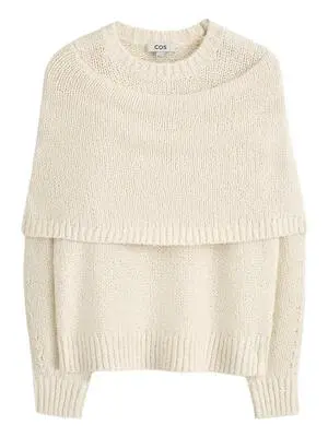 Cos Layered Shawl Merino-cashmere Sweater - White