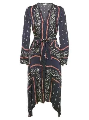 Sandro Buttoned Belted Midi Dress - Blue