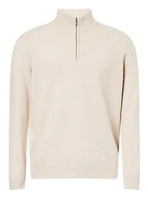 ARNE High-neck Half-zip Knitted Jumper - Stone