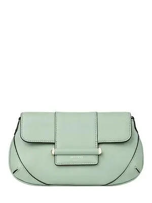 JIMMY CHOO Leather Shoulder Bag With Chain - Verde/shiny Gold