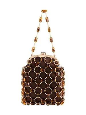 Cult Gaia Brielle Bead-embellished Clutch - Caramel Tortoise