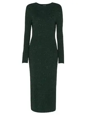 Whistles Sparkle-knit Midi Dress - Dark Green