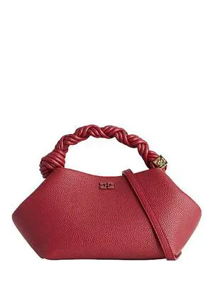 GANNI Small Grained Faux-Leather Top-Handle Bag Red Dahlia