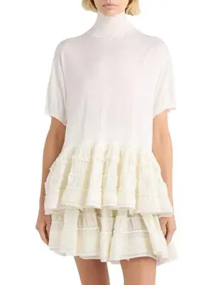 Alaïa Wool Blend Crinoline Sweater - Blanc